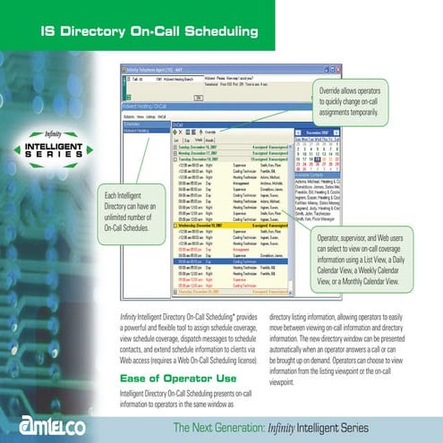 AMTELCO Infinity IS On Call Scheduling Directory | PDF | Motor ...