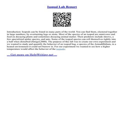 Isopod Lab Report | PDF