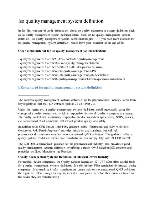 Quality management system sample | PDF