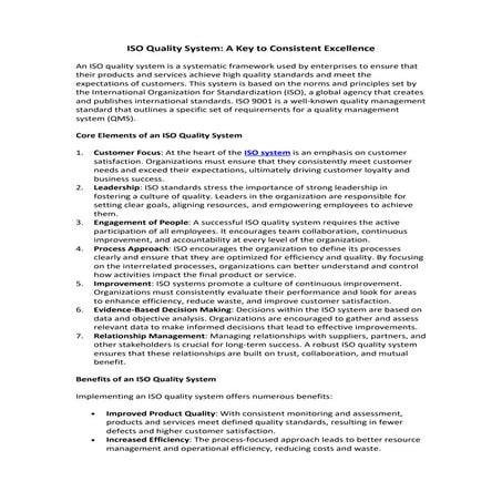 Unlocking the Power of ISO Quality Systems | PDF