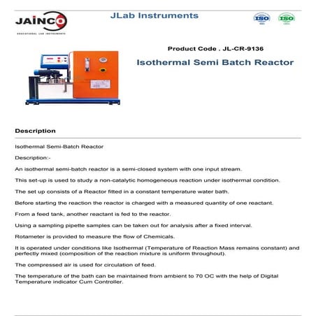 Isothermal semi batch_reactor | PDF