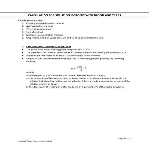 Isotonic calculation | PDF