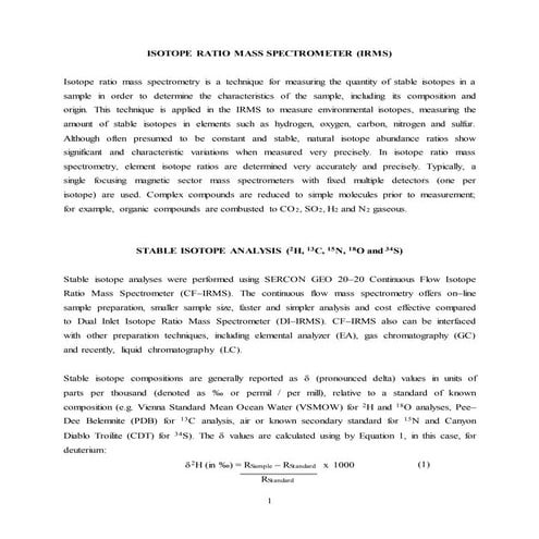Isotope ratio mass spectrometer description | DOCX
