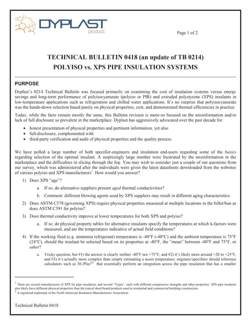 Qwik-Guide PIR vs XPS Pipe Insulation 0518 | PDF