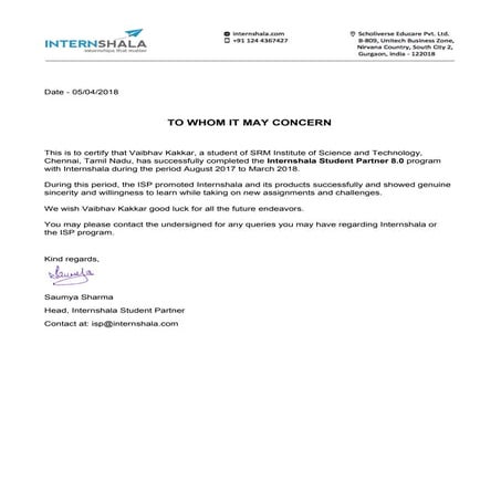 Internshala Student Partner 8.0 | PDF