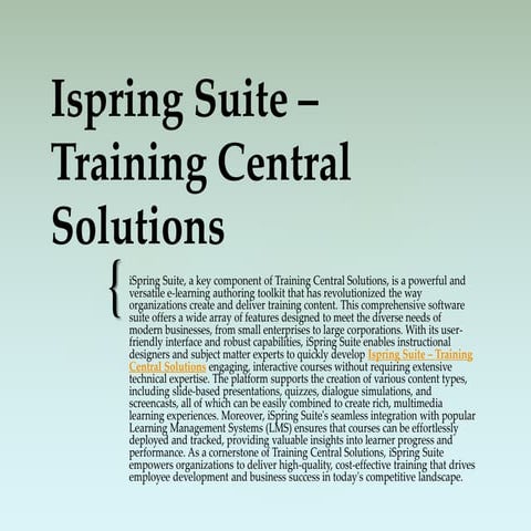 Ispring Suite India – Training Central Solutions | PPT