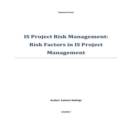 IS Project Risk Management: Risk Factors in IS Project Management | PDF