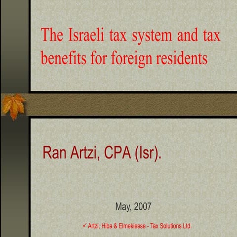 Israel tax system15 5 2007 | PPT