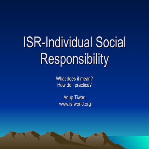 ISR- Individual Social Responsibility | PPT