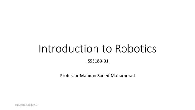 USE OF MATRIX IN ROBOTICS | PPTX