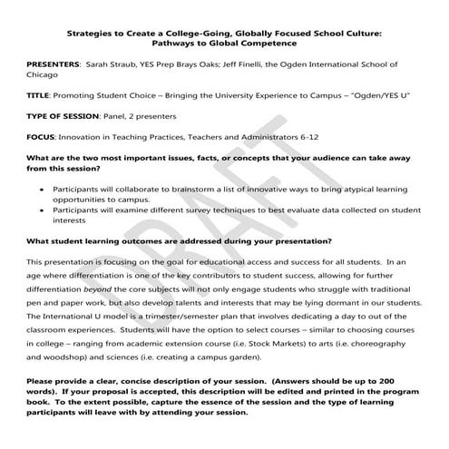 Proposal - Bringing the University Experience to Middle and High ...