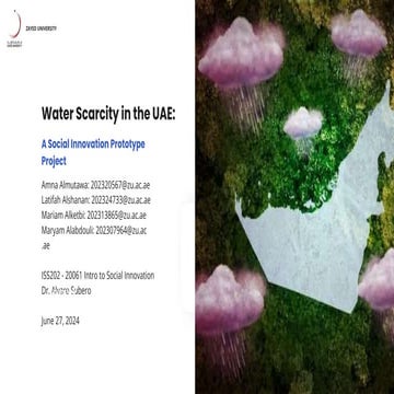 Water Scarcity in the UAE: A Social Innovation Project | PPTX