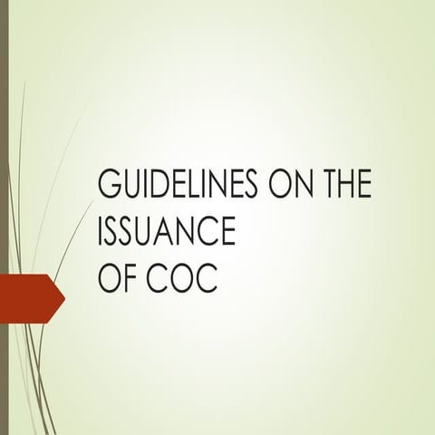 ISSUANCE OF Certificate of Confirmation (COC) | PPT