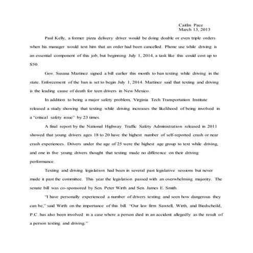 Texting and Driving Focus Story (2013) | PDF