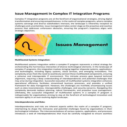 Issue Management in Complex IT Integration Programs.pdf