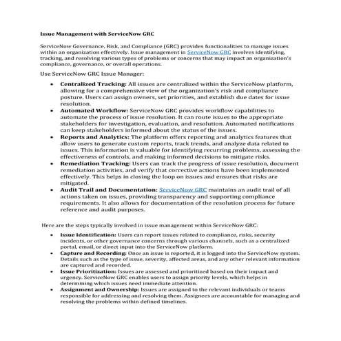 Issue Management With Servicenow Grcpdf 