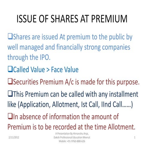 Issue of shares | PPTX