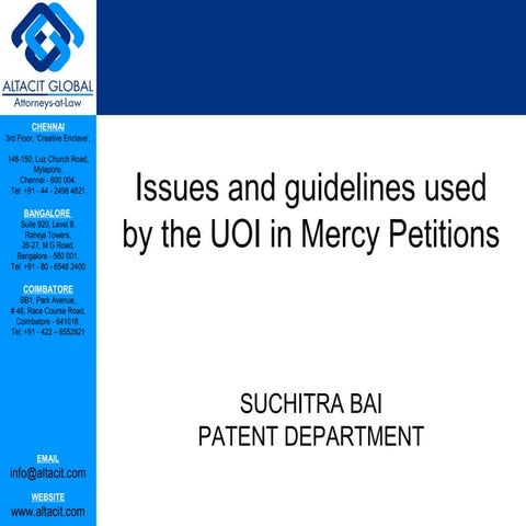 Issues and guidelines used by the uoi in mercy petitions | PPT