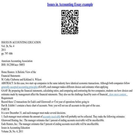 Issues In Accounting Essay Example | PPT