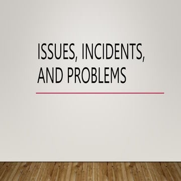 Issues, Incidents, and Problems | PPT