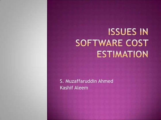 Software Cost Estimation Ppt 