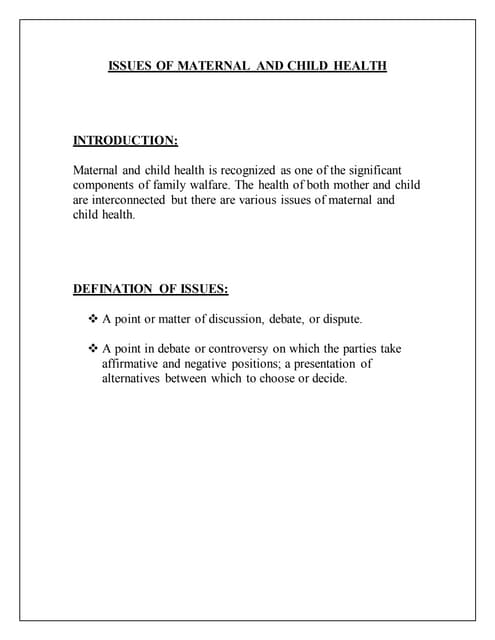 INTRODUCTION TO CHILD HEALTH | PPTX | Parenting Babies and Toddlers ...