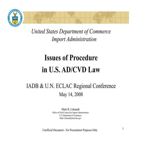 Issues of Procedure in AD/CVD Cases | PPT