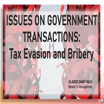 Issues on Government transactions: tax evasion&bribery. | PDF