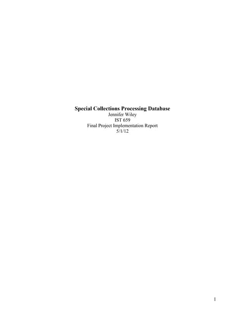Database Implementation Report Pdf