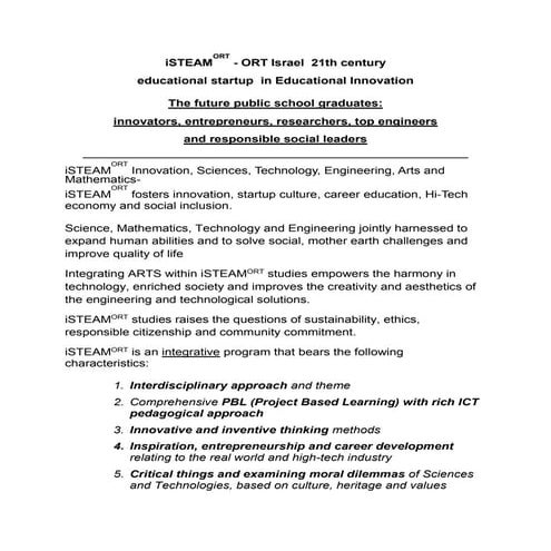 ORT iSTEAM Introduction | PDF