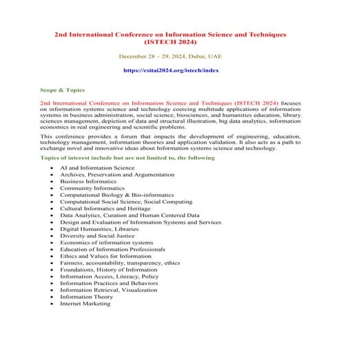 2nd International Conference on Information Science and Techniques ...