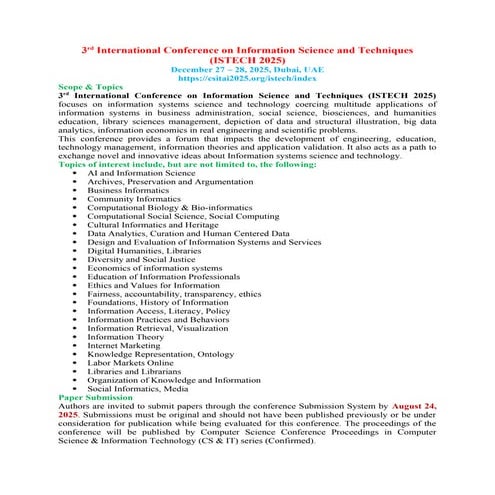 3rd International Conference on Information Science and Techniques ...