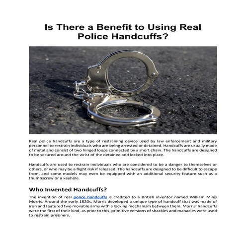 Is There a Benefit to Using Real Police Handcuffs? | PDF