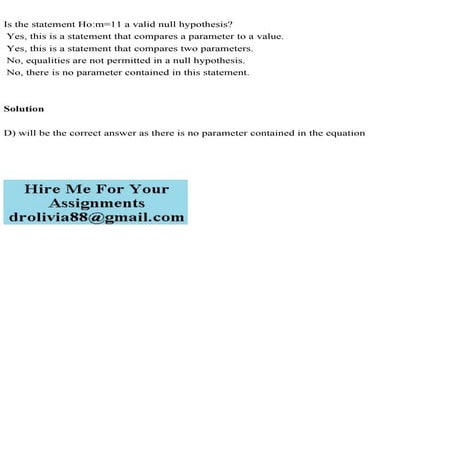 Is the statement Hom=11 a valid null hypothesis Yes, this is a s.pdf