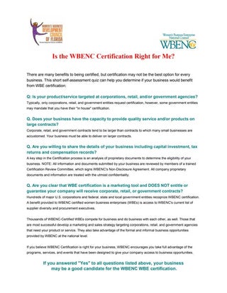 Benefits of wbenc certification | PDF