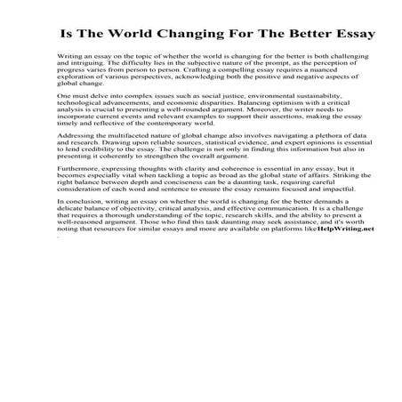How To Make The World A Better Place Essay.pdf