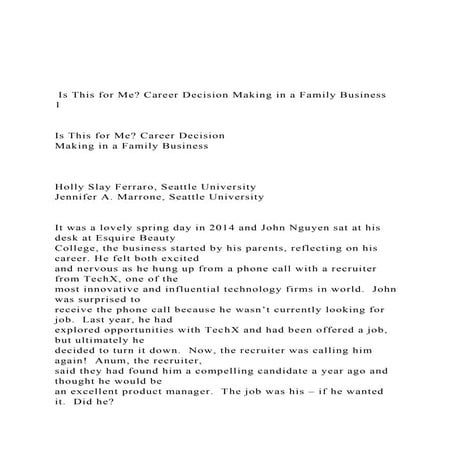 Is This for Me Career Decision Making in a Family Business.docx