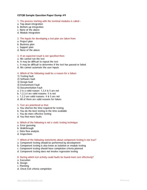 Istqb question-paper-dump-8 | PDF