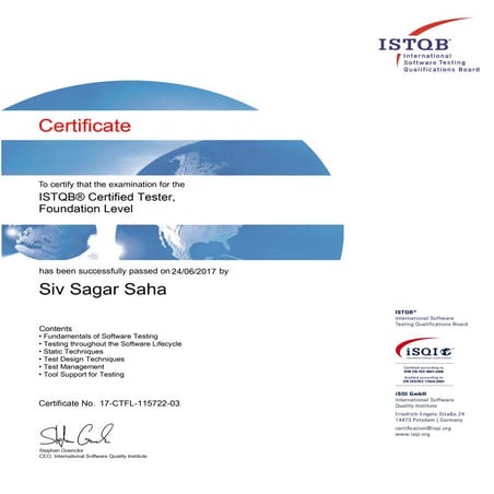 Istqb certificate | PDF