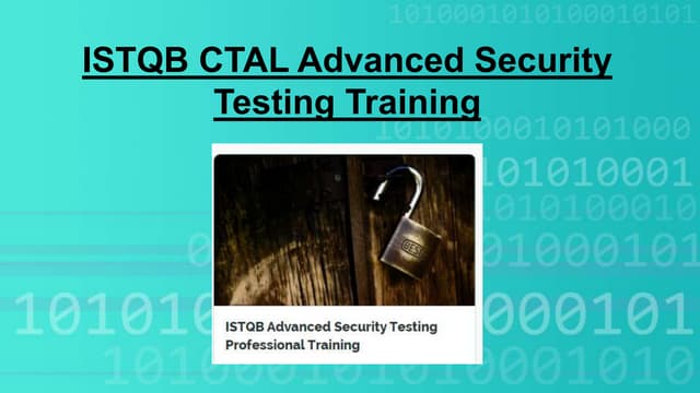 Istqb Ctal Advanced Security Testing Training Course Pptx