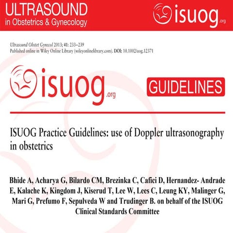 ISUOG Practice Guidelines: Use of Doppler ultrasonography in obstetrics ...