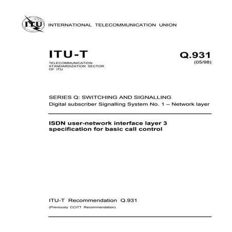 Isup t-rec-q 931-199805-i!!pdf-e | PDF