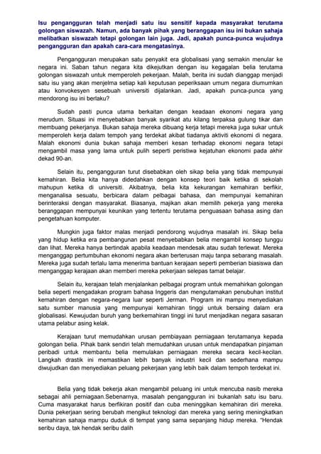 BAHASA MELAYU (SPM) LATIHAN MENGHURAIKAN ISI PERENGGAN PERTAMA | PDF