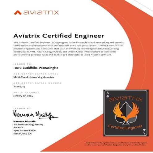 Aviatrix Certified Multi Cloud Engineer - Associate | PDF