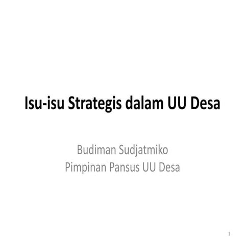 Isu strategis uu desa | PDF