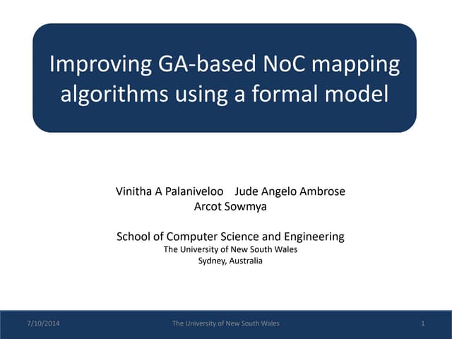 Improving Genetic Algorithm Ga Based Noc Mapping Algorithm Using A Formal Model Ppt