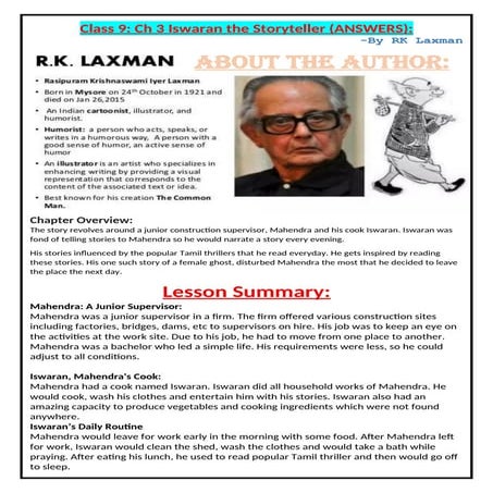 Iswaran the Storyteller-Moments-NCERT-Summary-Textual Q&A's.docx