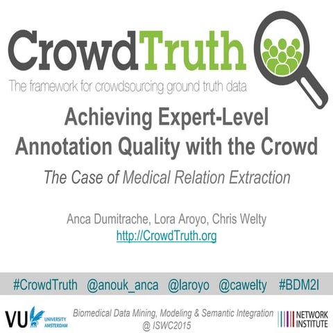 #CrowdTruth: Biomedical Data Mining, Modeling & Semantic Integration (BDM2I 2015) @ISWC2015 | PPT