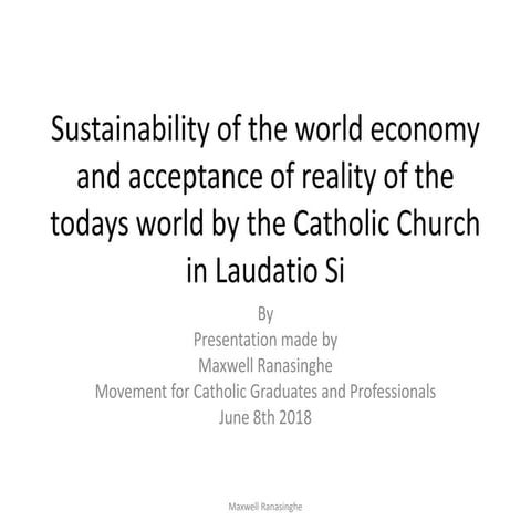 Sustainability and Pope Francis's Laudatio Si | PPT
