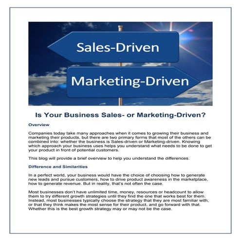 Is Your Business Sales- or Marketing-Driven | PDF